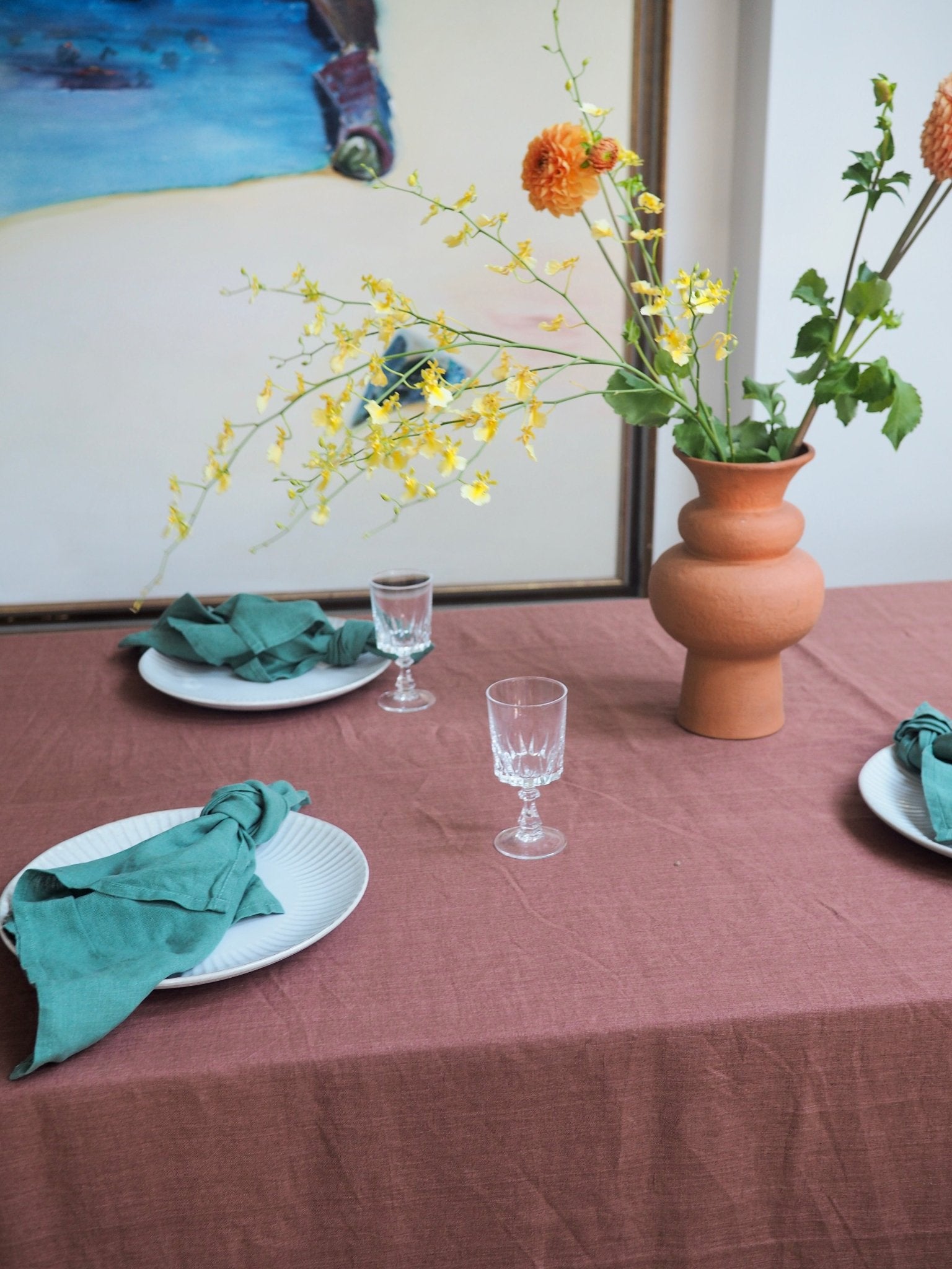 Pure Linen Tablecloth in Brick | Linen Tableware | TSL Co